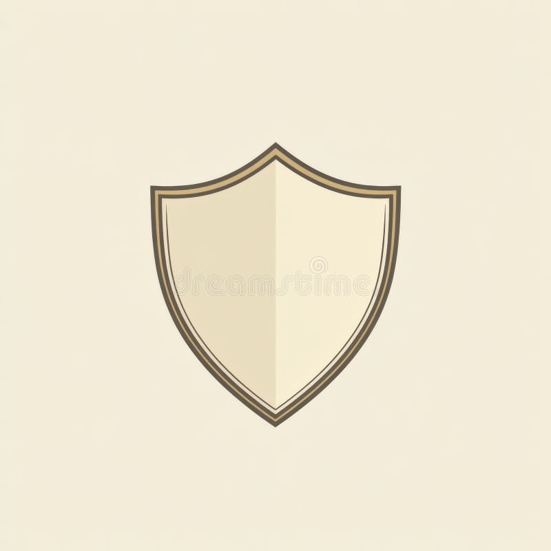 Simple Beige Shield Design with Elegant Outlining and a Smooth Finish ...