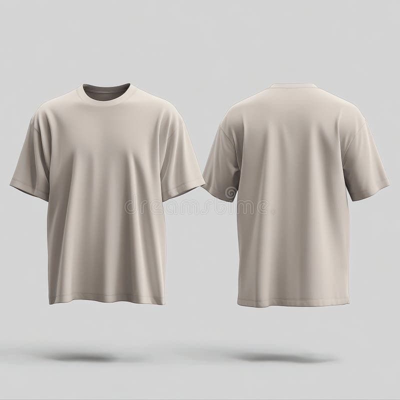 A Simple Beige T-shirt Displayed from Front and Back Views, Ideal for ...