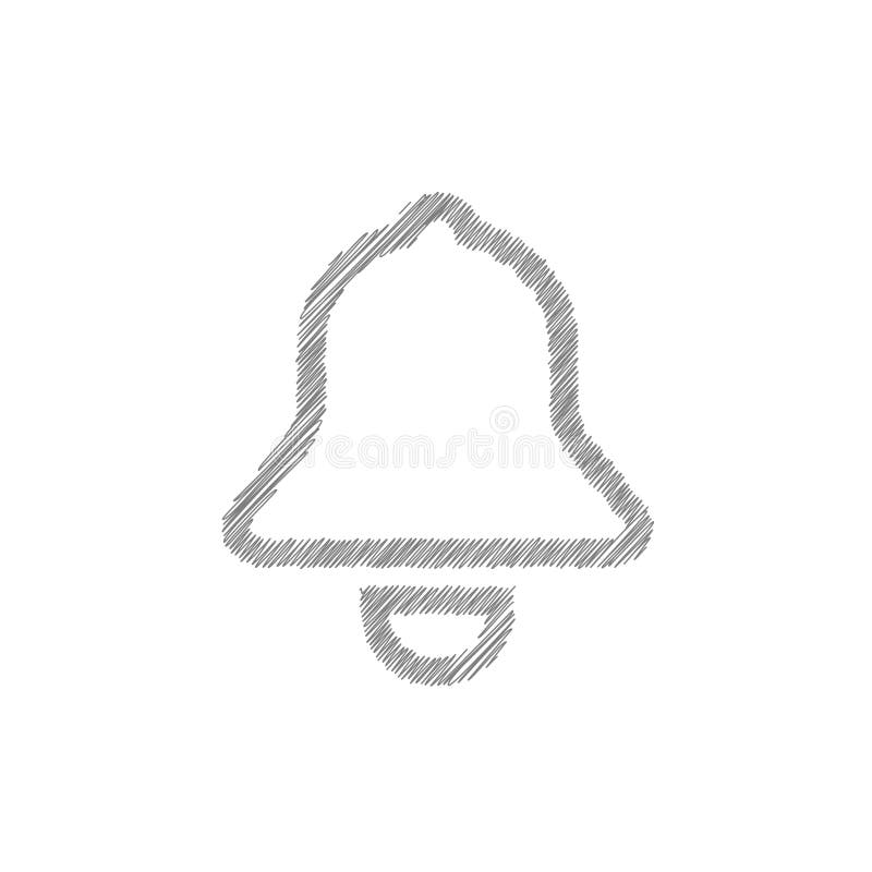Simple Bell Grey Sketch Vector Icon or Logo in Circle Stock Vector ...