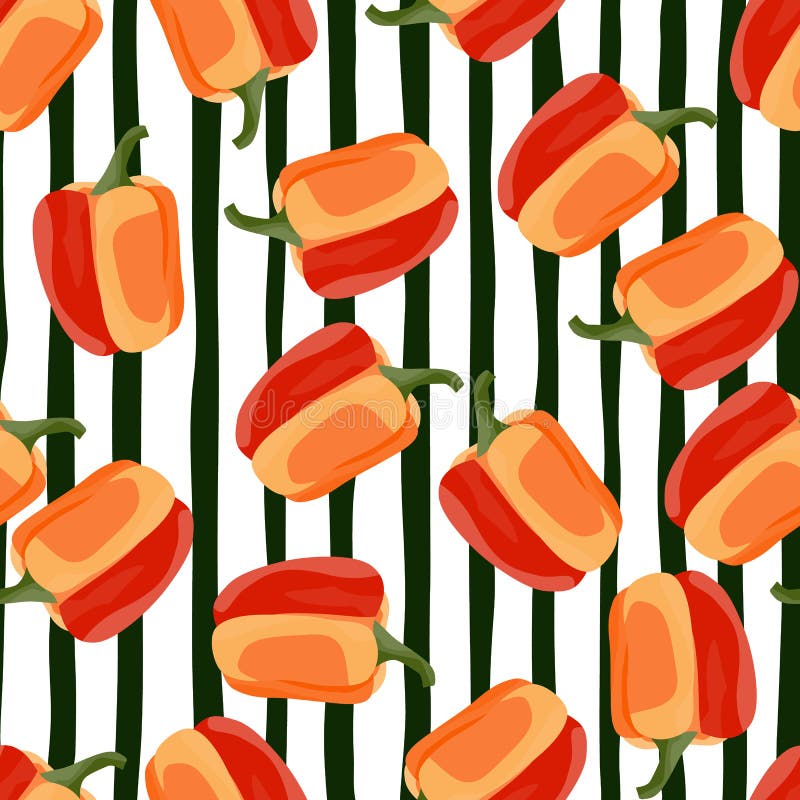 Simple Bell Pepper Seamless Pattern. Bulgarian Pepper Wallpaper Stock ...