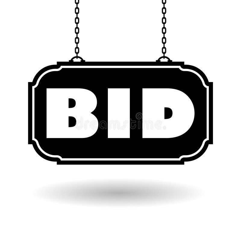 Simple Bid Icon with Shadow Stock Vector - Illustration of gavel, blue ...