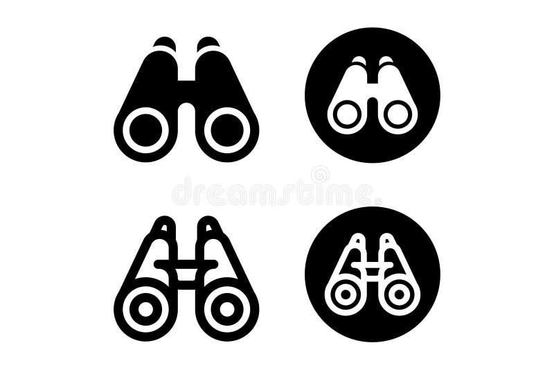 Simple Binocular Icon in Solid and Line Style Stock Illustration - Illustration of icon ...