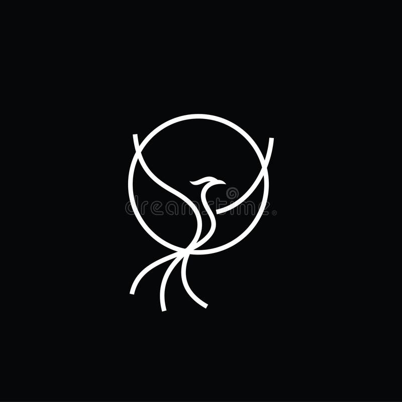 Simple Bird Eagle Phoenix Logo Design, Line Art Graphic Vector Template ...