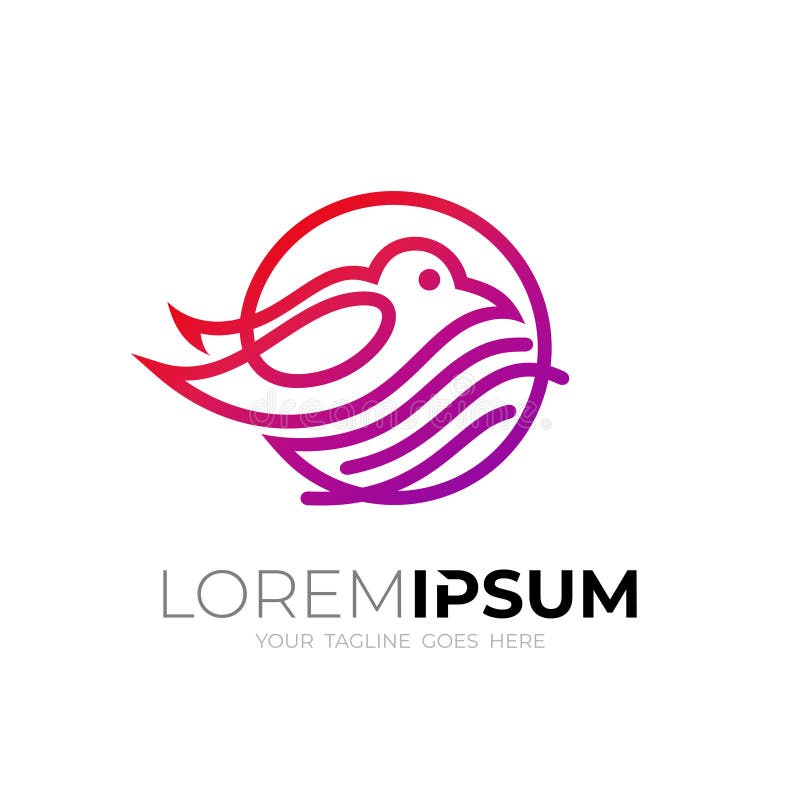 Simple Bird Logo with Line Style Icons, Circle Logo Stock Vector ...