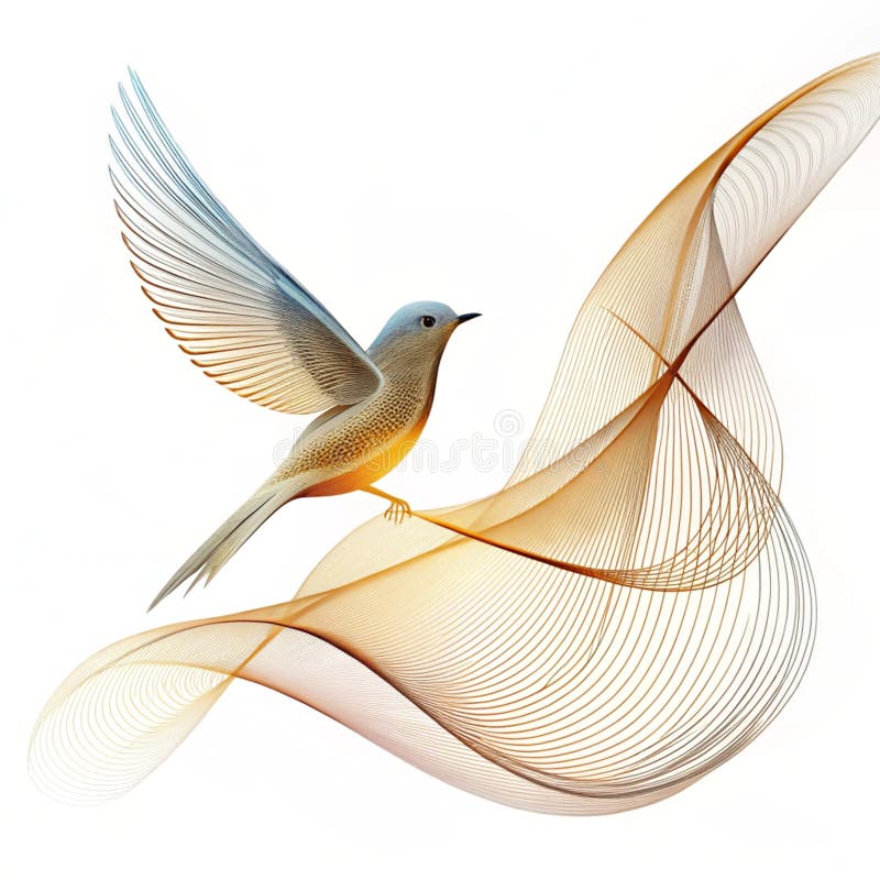 Minimalist Abstract Bird in Flight with Swirling Lines Stock ...