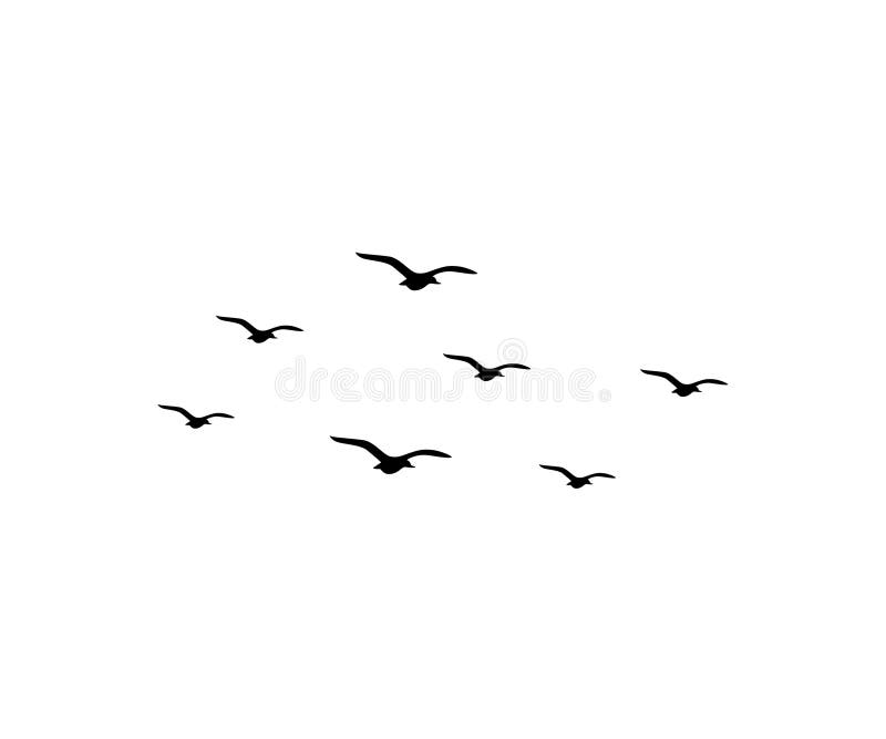 Simple Birds Flying Illustration Vector. a Group of Silhouetted Birds ...