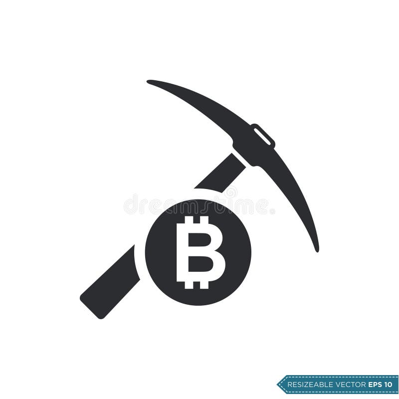 Simple Bitcoin Mining Pickax Icon Vector Template Illustration Design ...