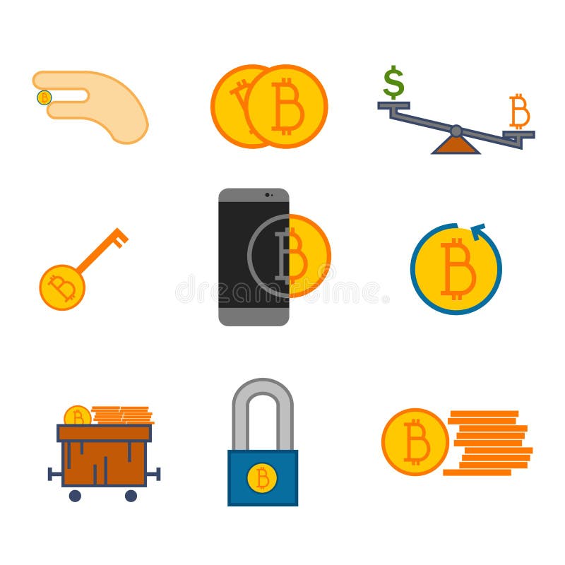 Simple Bitcoin Symbol Vector Illustration Graphic Set Stock Vector ...