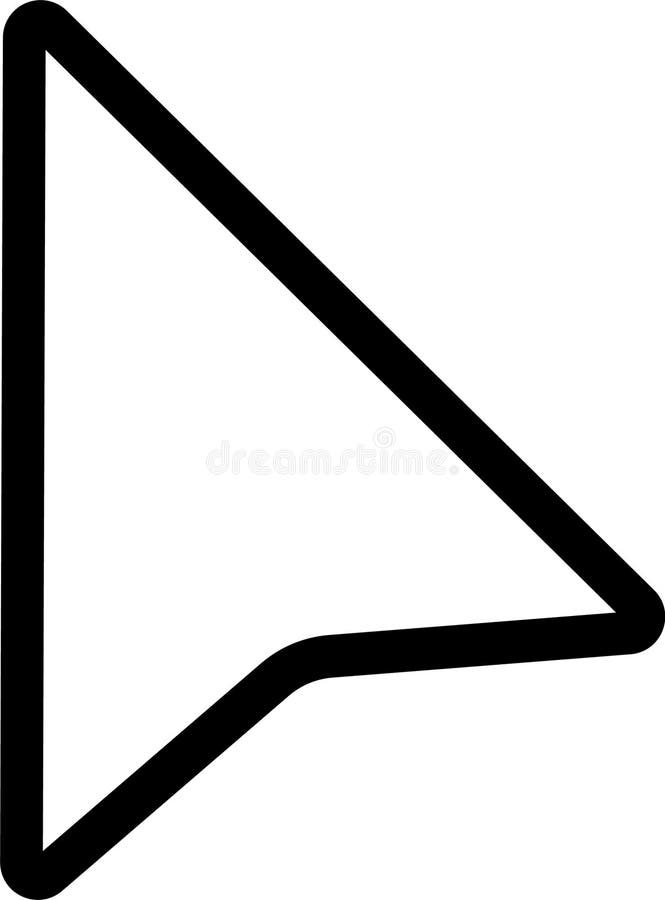Simple Black Arrow Cursor Pointing Diagonally Down and Left is Isolated ...