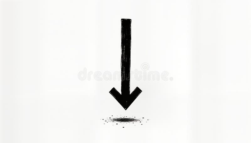 Simple Black Arrow Points Downwards on White Background. Minimalist ...