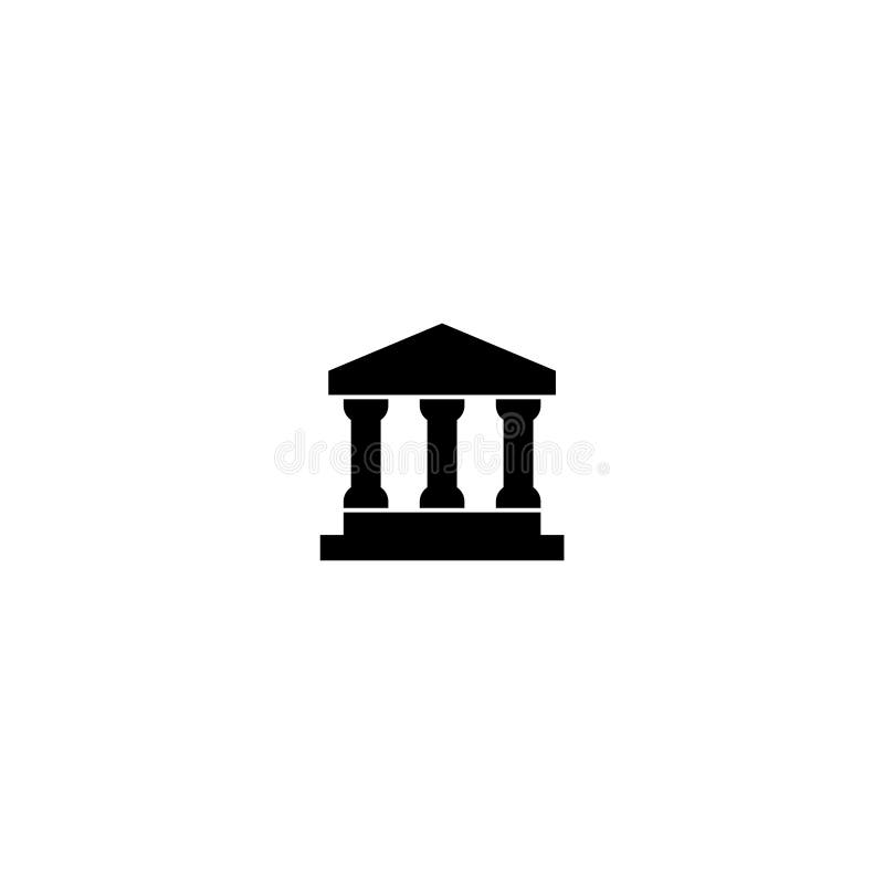 Simple Black Bank Building Icon Isolated on White Background Stock ...