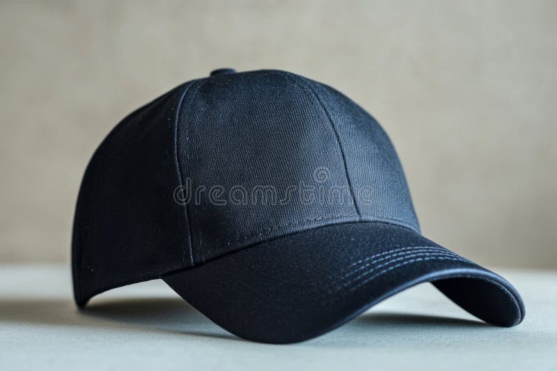 Simple Black Baseball Cap Displayed on a Table, Ideal for Showcasing ...