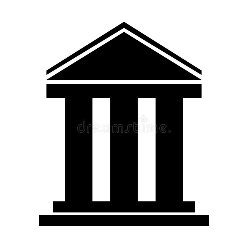 Simple Black Building Icon with Columns. Classic Architectural ...