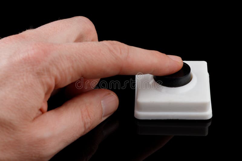 A Simple Black Button Presses a Finger Stock Photo - Image of simple ...
