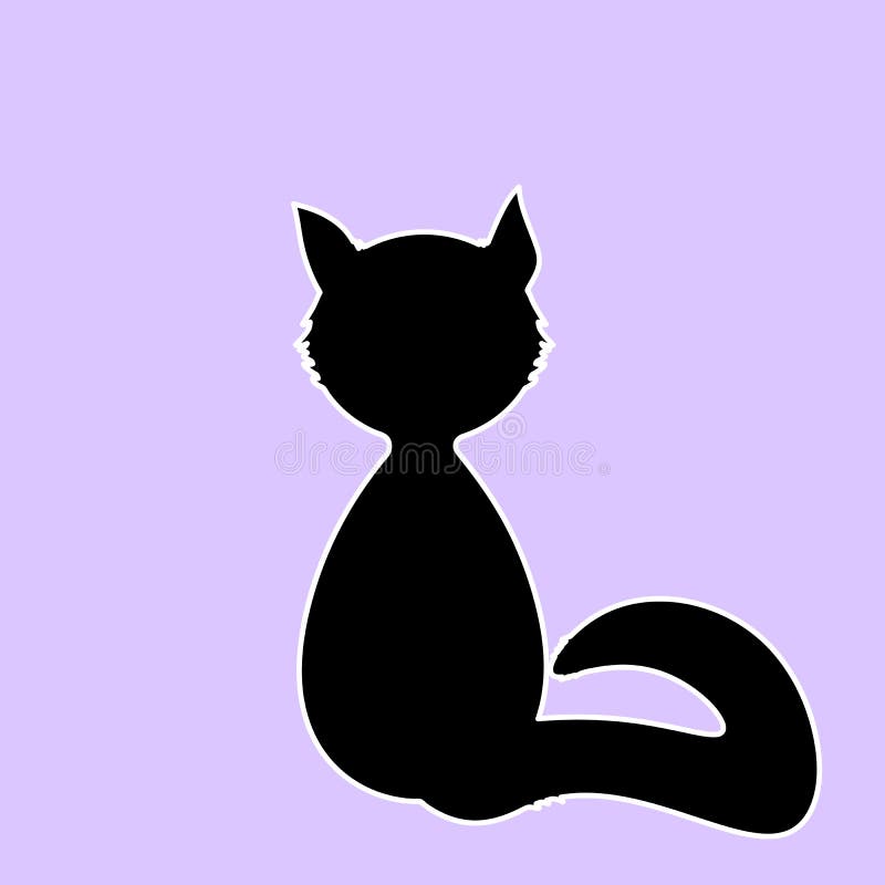 Simple Black Cat Silhouette Back, Logo, Print, Decorative Sticker ...