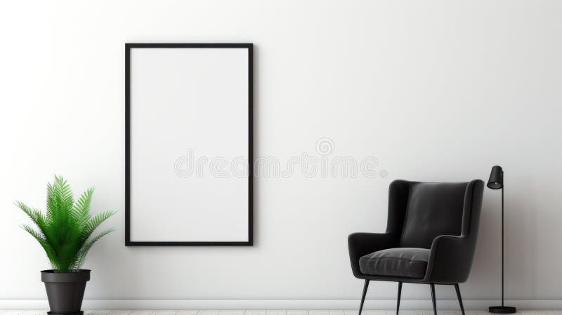 Simple Black Chair Against a White Wall, Suitable for Interior Design ...