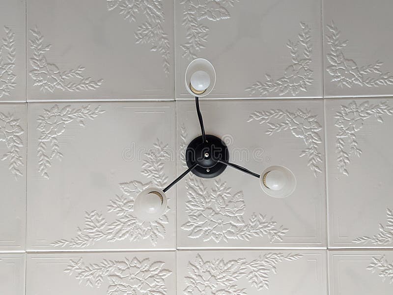 Simple and Black Chandelier on the Ceiling Bottom Up View. Stock Photo ...