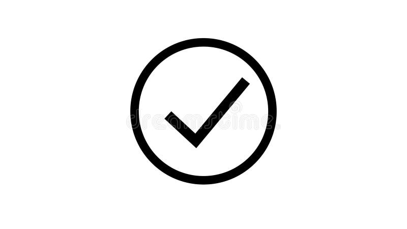 Simple Black Check Mark Inside an Oval Outline on a White Background ...