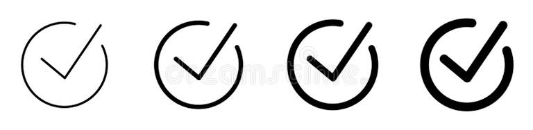 Simple Black Check Marks in Circular Outlines Stock Vector ...