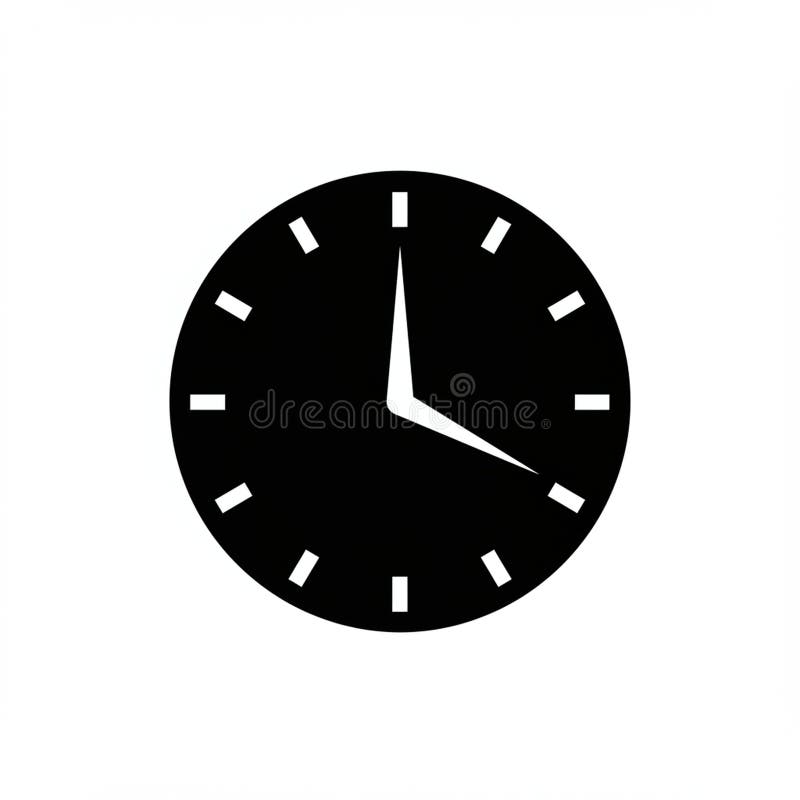 A Simple Black Clock Icon on a White Background. the Clock Face is ...