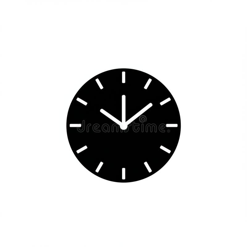 A Simple Black Clock Icon with White Hour and Minute Hands Positioned ...