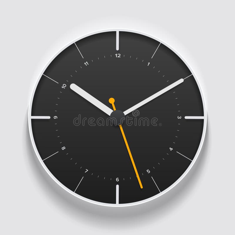 Simple Black Clock in Realistic Flat Style, with Arrow and Numbers ...