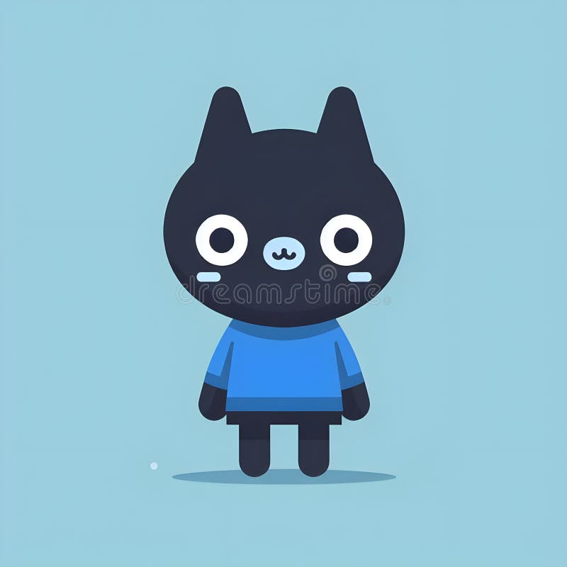 A Simple Black Creature with a Humanoid Face and Blue Clothes. Stock ...
