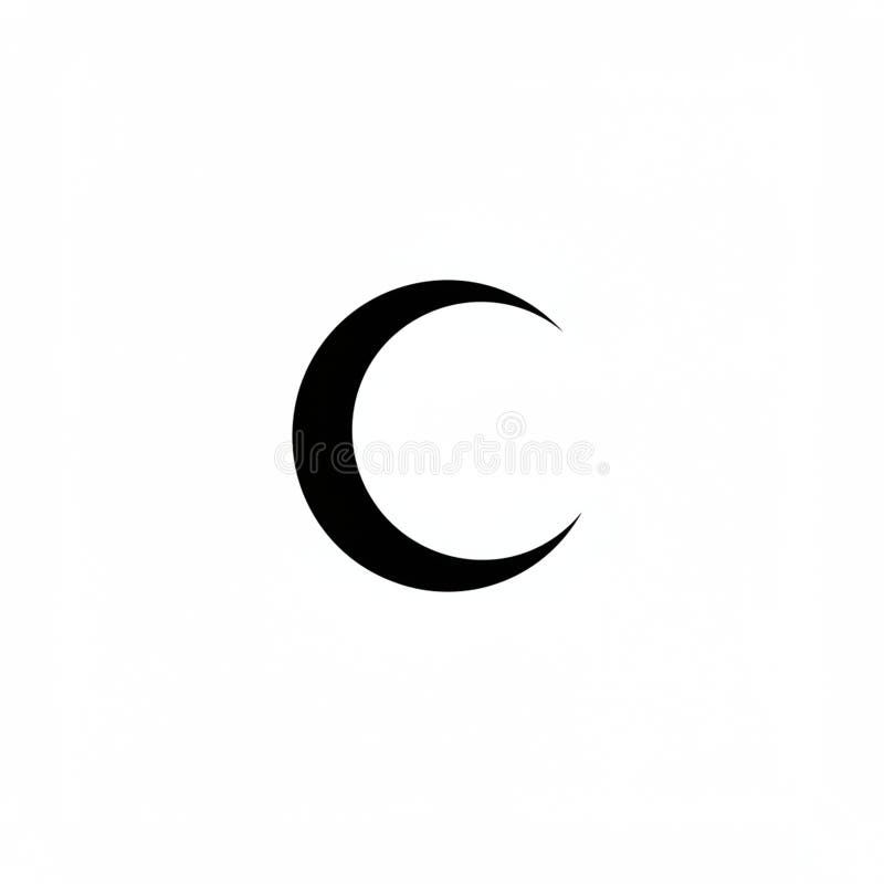 A Simple Black Crescent Moon Symbol Centered on a White Background. the ...