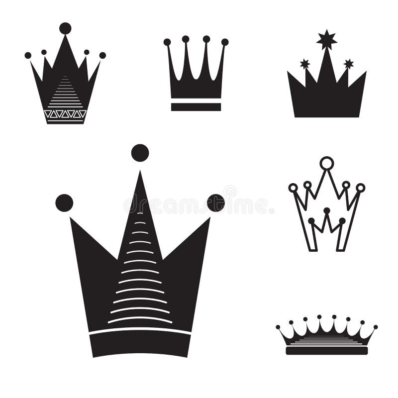 Simple Black Crown Icon Set Stock Vector - Illustration of element ... Simple Black Crown Icon Set Stock Vector - Illustration of element ...