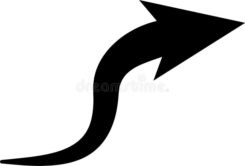 Simple Black Curved Arrow Pointing Up and To the Right Over a White ...