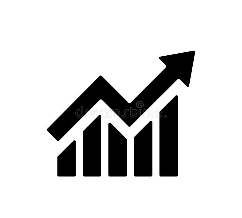 Simple Black Diagram Icon, Analytics, Statistics with an Arrow Up ...