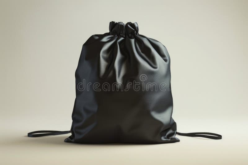 A Simple Black Drawstring Bag Placed on a Flat Surface Stock Photo ...