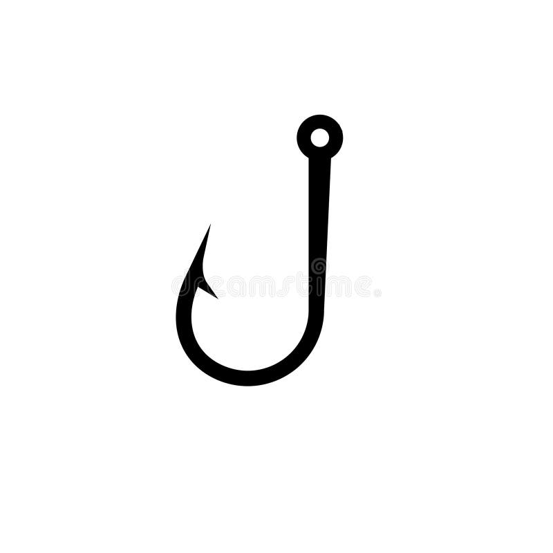 Simple Black Fishing Hook Silhouette Emphasizes Classic Design and ...