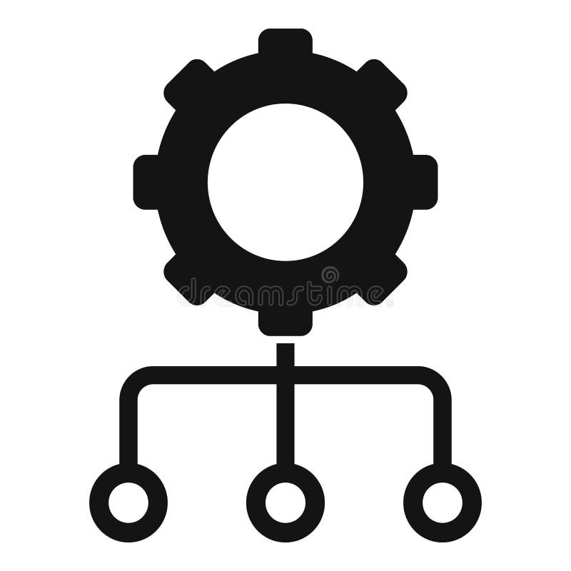Simple Black Gear Icon Connected To a Network, Representing Industrial ...