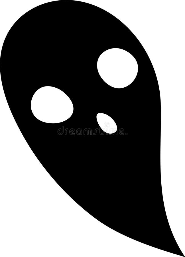 Simple Black Ghost Floating with Surprised Expression, Ideal for ...