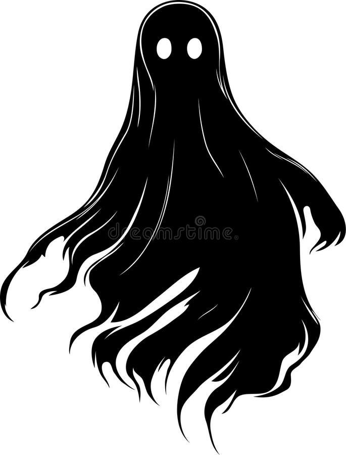 Simple Black Ghost Silhouette Vector Illustration, Spooky Halloween ...