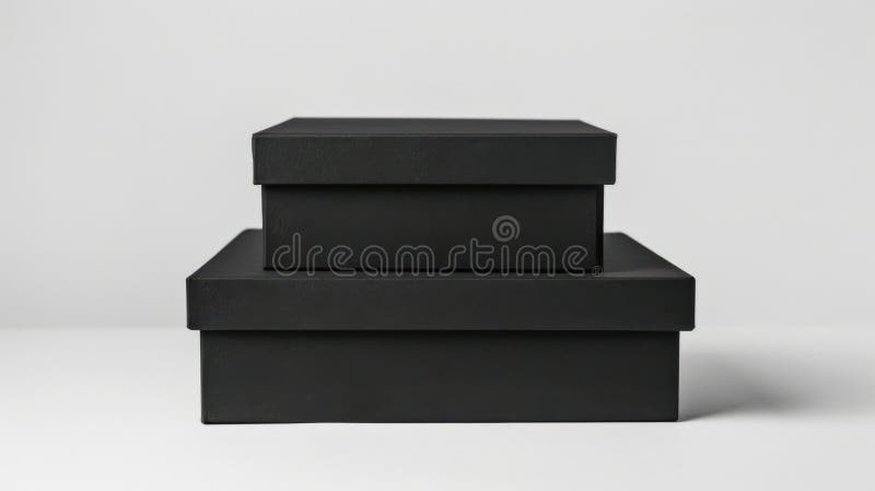 Simple Black Gift Boxes Stacked on a Neutral Background for Packaging ...