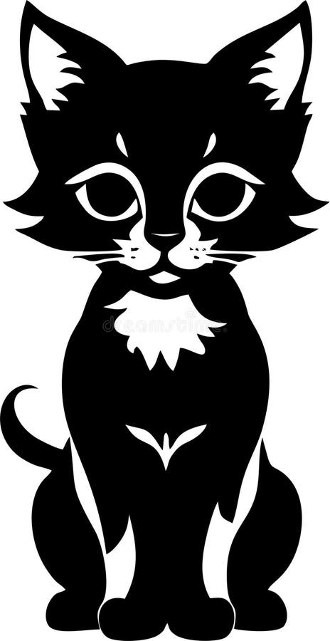 Simple Black Graphic Drawing of One Cat, Decorative Element Stock ...