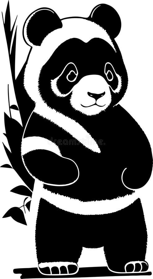Simple Black Graphic Drawing One Panda, Decorative Element Stock ...
