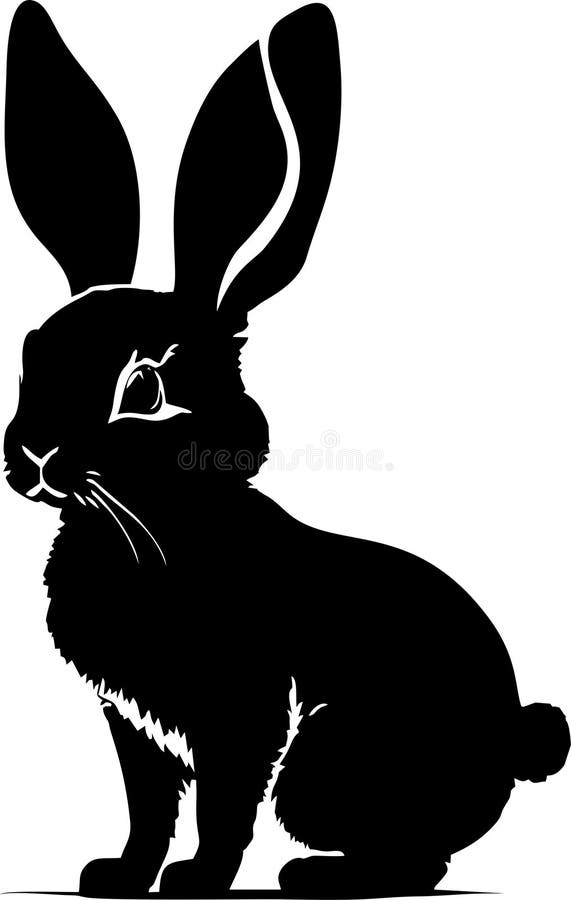 Simple Black Graphic Drawing of One Rabbit, Decorative Element Stock ...