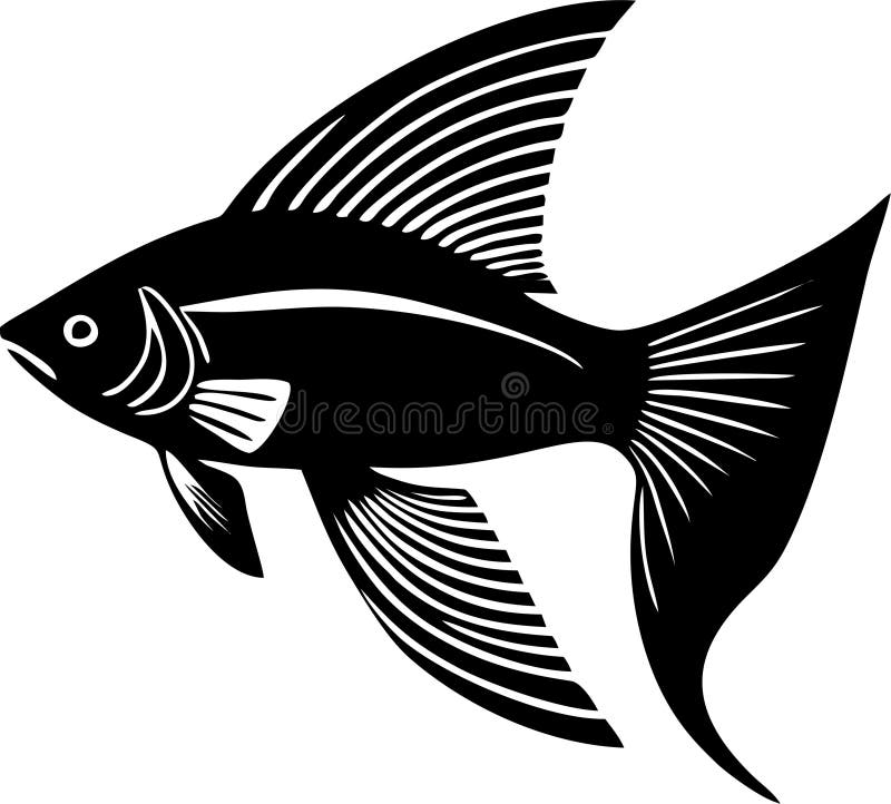 Simple Black Graphic Drawing Silhouette Fish, Logo Stock Illustration ...