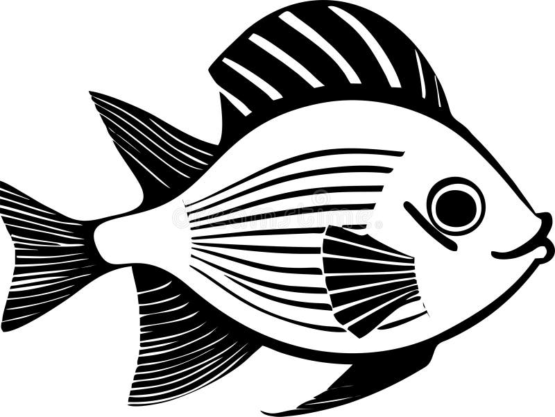 Simple Black Graphic Drawing Silhouette Fish, Logo Stock Illustration ...