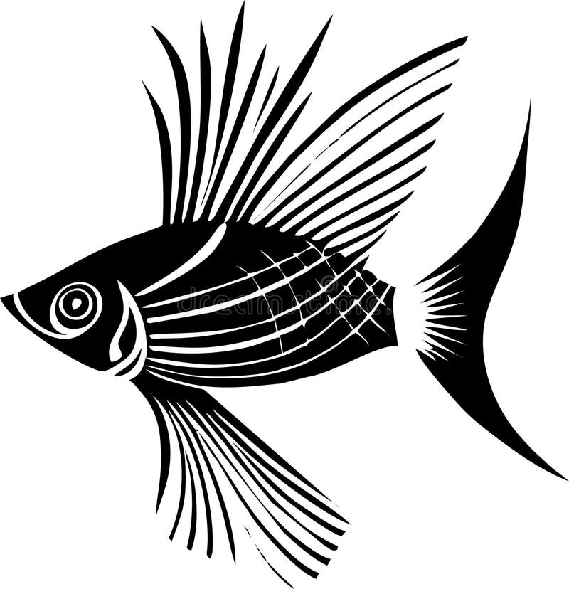 Simple Black Graphic Drawing Silhouette Fish, Logo Stock Illustration ...
