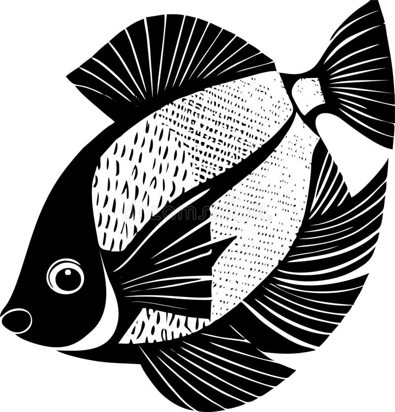 Simple Black Graphic Drawing Silhouette Fish, Logo Stock Illustration ...
