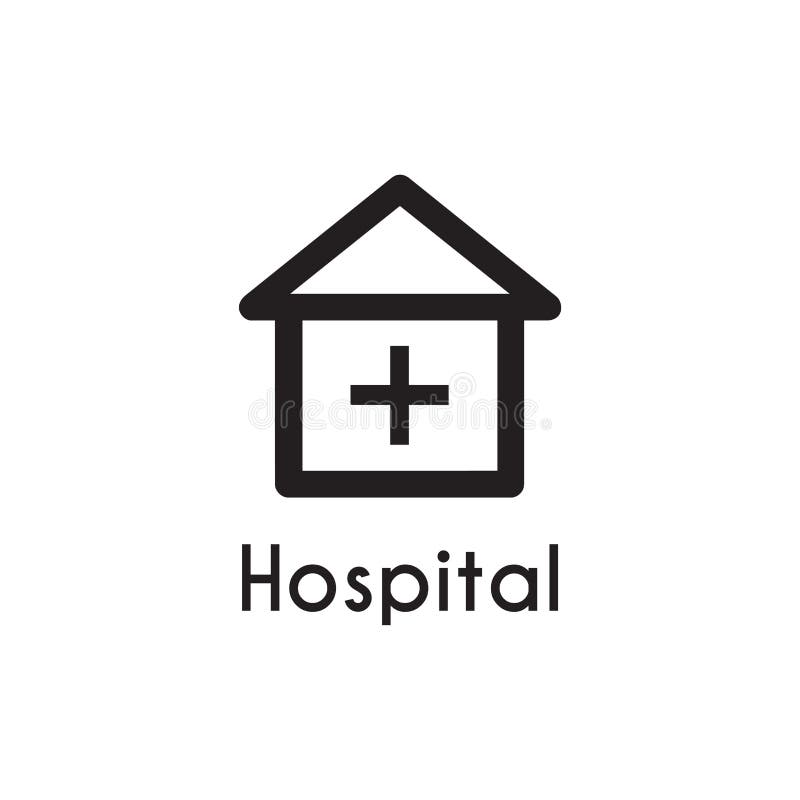 Simple Black Hospital Outline Style Icon Design Stock Illustration ...