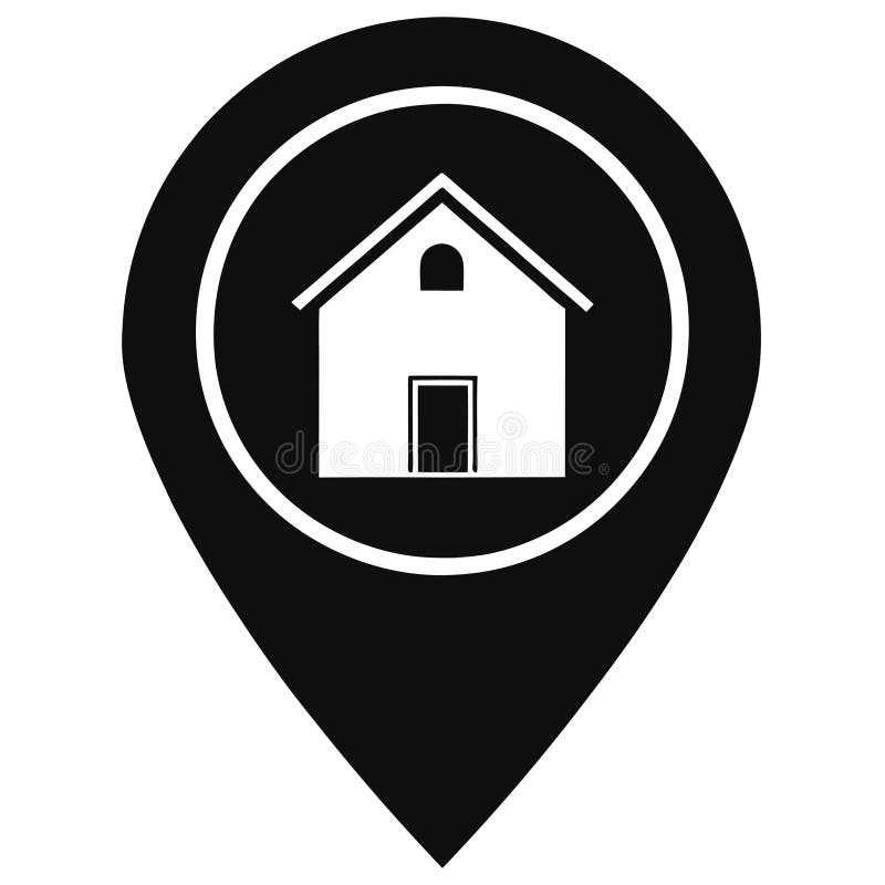 A Simple Black Icon is Centered within a Location Pin Symbol Stock ...