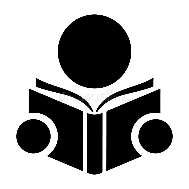Simple Black Icon of Person Reading a Book Stock Illustration ...