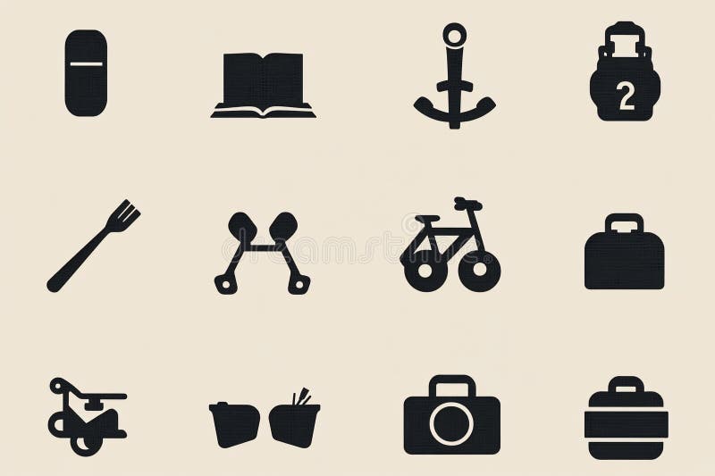 Simple black icons set, stock illustration. Illustration of logo ...