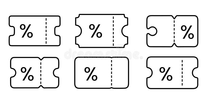 Simple Black Line Art Discount Coupons Vector Stock Illustration ...