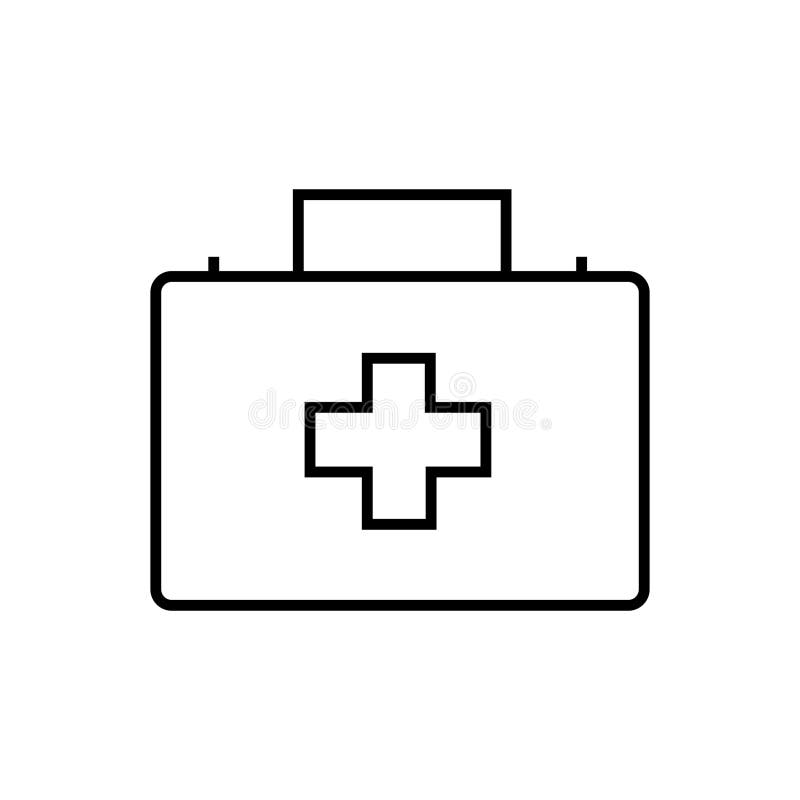 Simple Black Line Art of a First Aid Kit Icon Vector Stock Illustration ...
